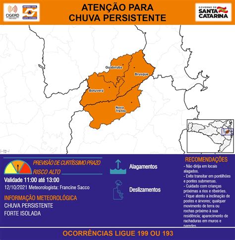 Defesa Civil De Nova Trento Emite Alerta Para Chuva Persistente