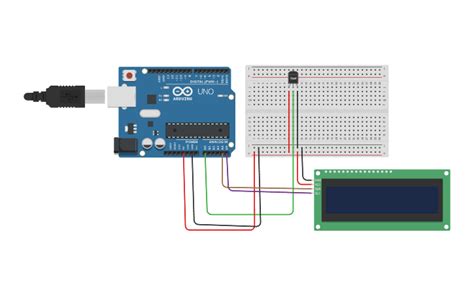 Circuit Design Arduino Uno Dengan Sensor Suhu Dan Lcd Tinkercad