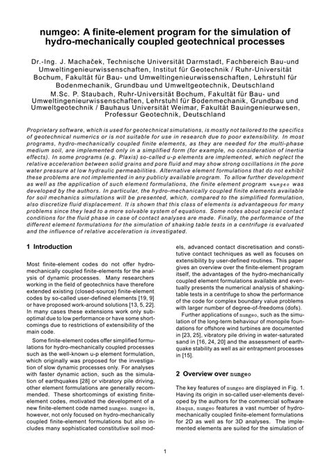 pdf numgeo a finite element program for the simulation of hydro