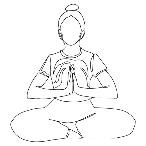 Chica en pose de loto de yoga vector ilustración dibujada a mano mujer