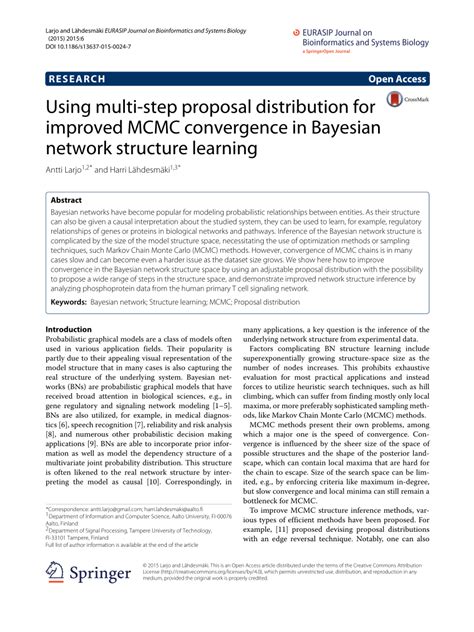 pdf using multi step proposal distribution for improved mcmc convergence in bayesian network