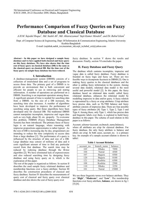pdf performance comparison of fuzzy queries on fuzzy database and classical database