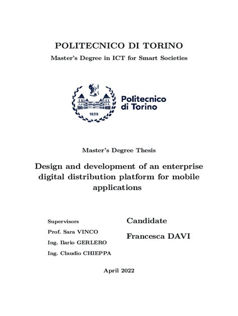 Fillable Online Webthesis Biblio Polito It143971Masters Degree In ICT