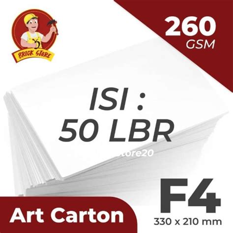 Jual Kertas Art Carton A4 F4 260 Gram Isi 50 Lembar 260gsm 260gr Di