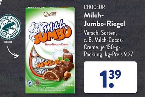 Choceur Milch jumbo riegel Angebot bei ALDI SÜD 1Prospekte de