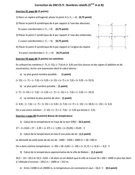 Devoir Maison Maths 5ème Nombres Relatifs Ventana Blog