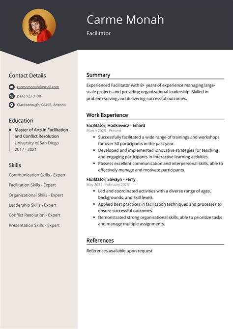 Facilitator Resume Example Free Guide