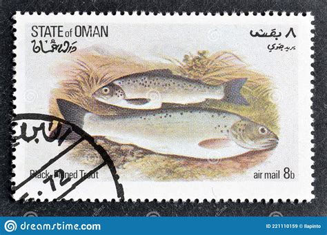 Cancelled Postage Stamp Printed By State Of Oman That Shows Black