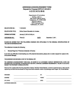 Fillable Online ADDENDUM ACKNOWLEDGEMENT FORM Request Fax Email Print