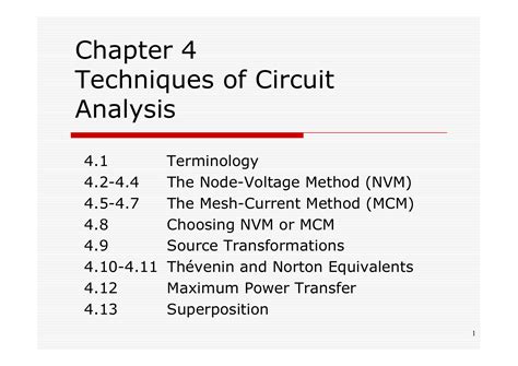 Chapter Techniques Of Circuit Analysis