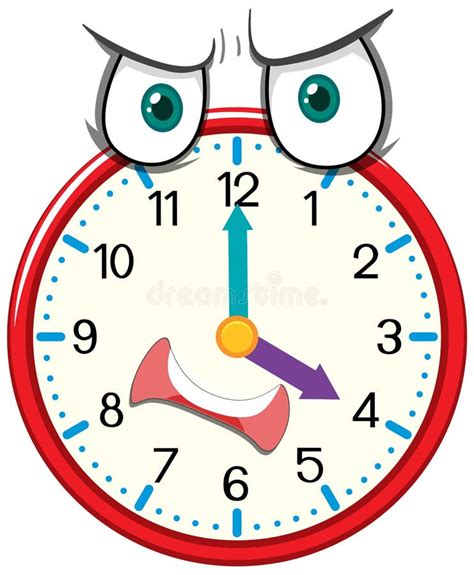 Personaje De Dibujos Animados De Reloj Con Expresión Facial Ilustración