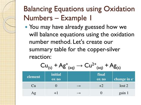PPT 7 3 Balancing Redox Reactions Using Oxidation Numbers