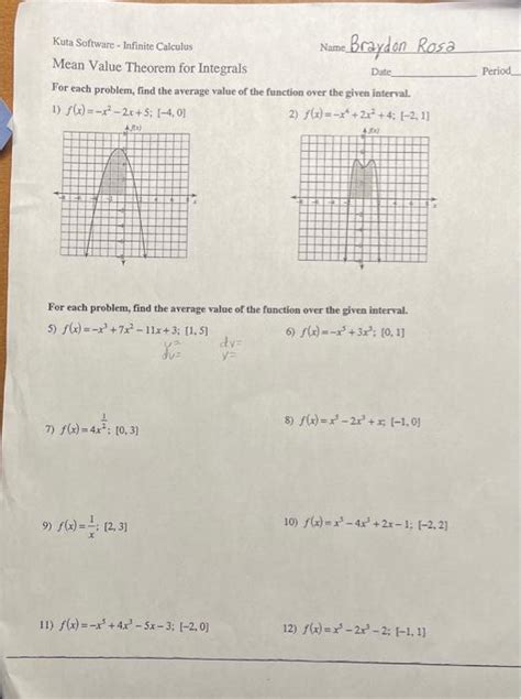 solved for each problem find the average value of the