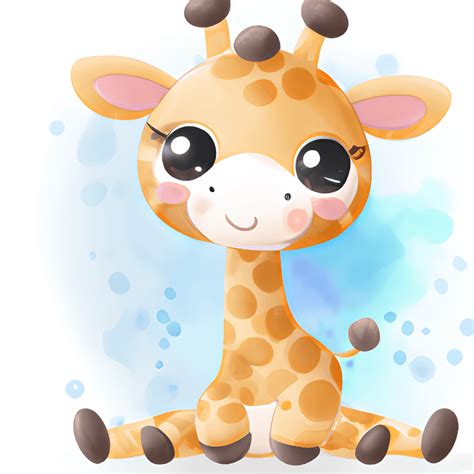 Clipart 3D de linda jirafa con ilustración de acuarela Creative Fabrica