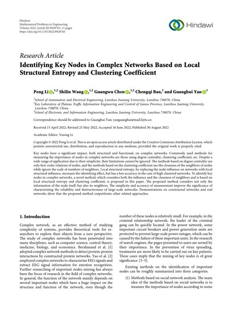 pdf identifying key nodes in complex networks based on local structural entropy and clustering