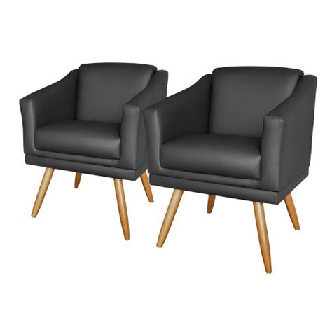 Kit Poltrona Cadeira Decorativa Para Recepção Escritório Salão Beleza