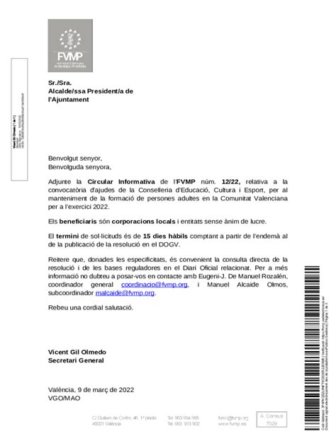 Fillable Online Conselleria D Educaci Cultura I Esport Conselleria