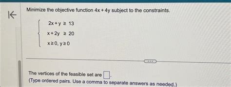 solved minimize the objective function 4x 4y subject to the