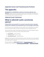 Appendix Cancer And Pseudomyxoma Peritonei Docx Appendix Cancer And