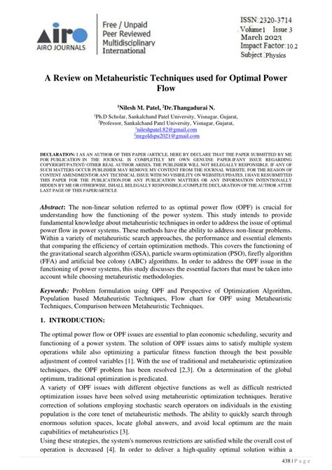 pdf a review on metaheuristic techniques used for optimal power flow