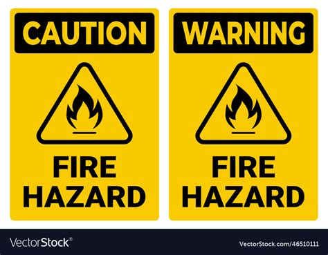 Fire Hazard Sign Collection Royalty Free Vector Image
