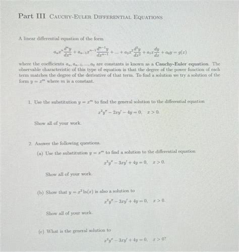solved part iii cauchy euler differential equations a linear