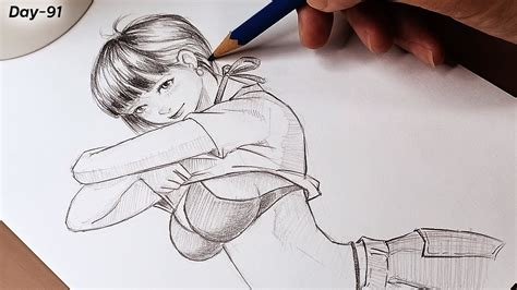 How To Draw Female Body Bikini Sexy Pose Sketching Pencil Day 91 Youtube
