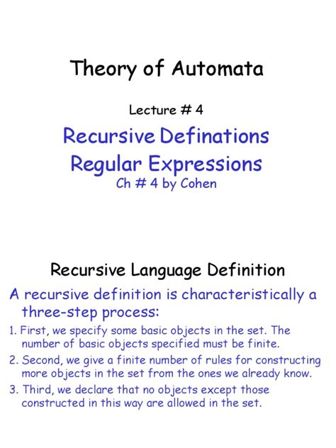 an introduction to recursive definitions and regular expressions pdf regular expression