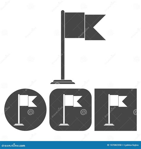 Icono De La Bandera Que Agita Iconos Del Vector Fijados Ilustración