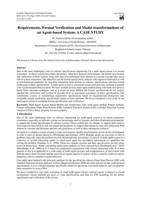 pdf requirements formal verification and model transformations of an agent based system a