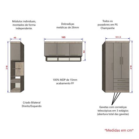 Guarda Roupa Dormit Rio Modulado Slim Casal Queen M Roupeiro