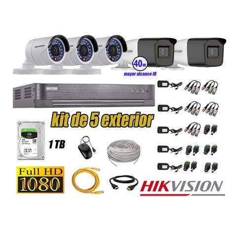 Ripley HIKVISION CÁMARAS DE SEGURIDAD KIT 5 EXTERIOR FULL HD 1080P