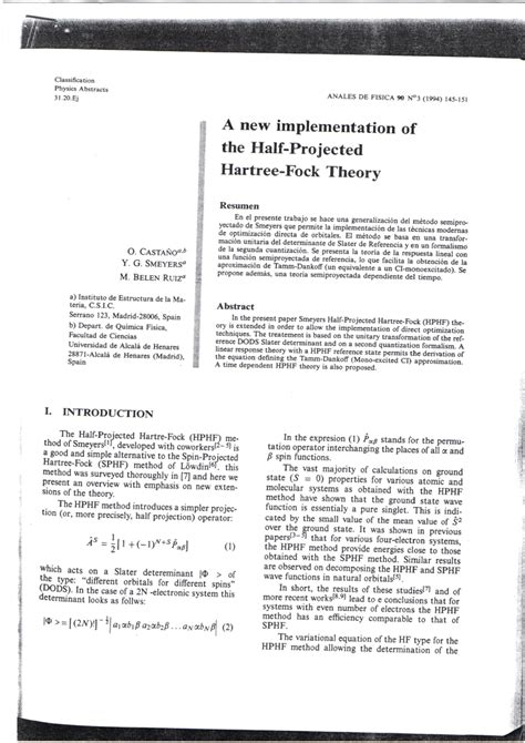 pdf a new implementation of the half projected hartree fock theory