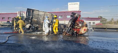 Controlan Autoridades Incendio Provocado Por Choque De Pipa Cargada Con