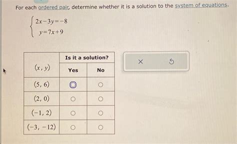 solved for each ordered pair determine whether it is a