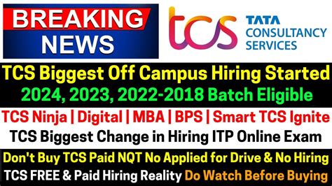 TCS Biggest Off Campus Hiring Started 2024 18 Batch Big Change In TCS