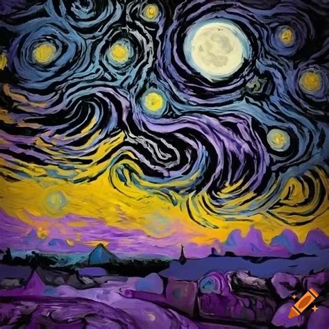 Nocturnal Landscape Painting With Moon By Van Gogh On Craiyon