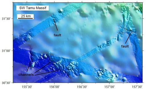 Shaded Relief Bathymetry Map Of SW Tamu Massif Color Scale As In