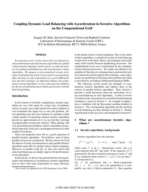 pdf coupling dynamic load balancing with asynchronism in iterative algorithms on the