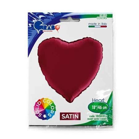 Balon Foliowy Czerwone wiśniowe Serce 46 cm Satynowe Grabo GRABO