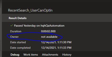 testing how do i get the owner field to be populated in azure devops when running tests from