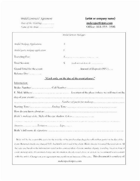 Freelance Makeup Artist Contract Templates