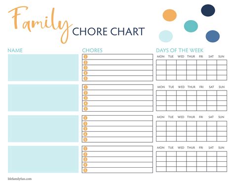 Printable Chore Chart Template