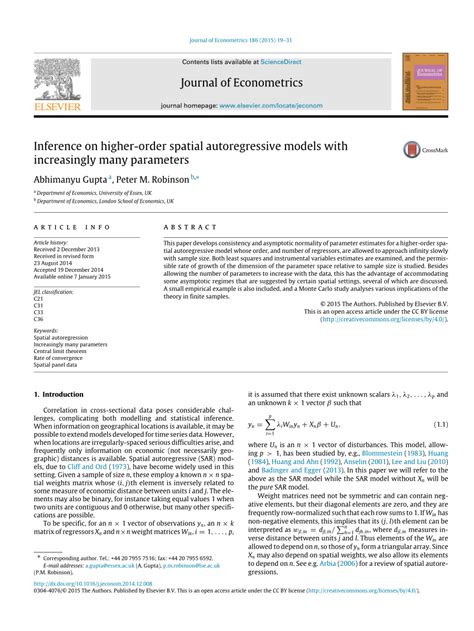 pdf inference on higher order spatial autoregressive models with increasingly many parameters