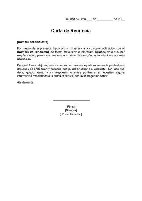 ᐅ Carta de Renuncia a Sindicato Ejemplos y Modelos