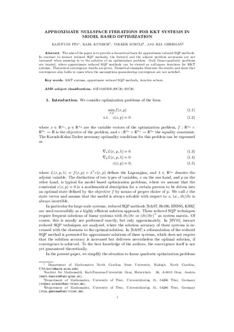 pdf approximate nullspace iterations for kkt systems kazufumi ito