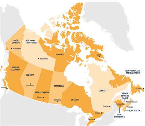 Map Of Canada With Federal Provincial And Territorial Capital