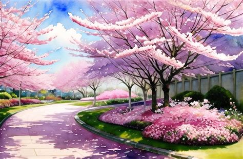 Sakura flores de cerezo en primavera japón ai generó un paisaje