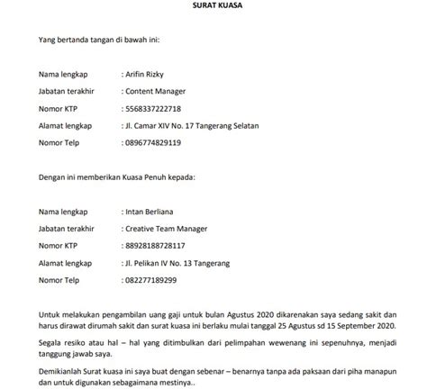 20 Contoh Surat Kuasa Jenis Cara Membuatnya Lengkap Themeloader