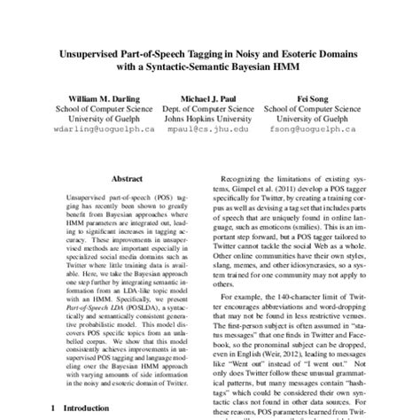 unsupervised part of speech tagging in noisy and esoteric domains with a syntactic semantic